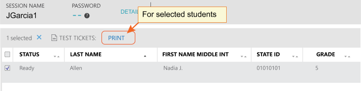 Test Ticket Printing
